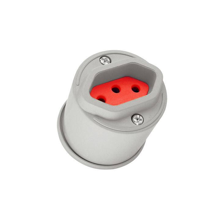 TOMADA SOBREPOR RADIAL CINZA/VERMELHO 2P+T 20A | Almeida Distribuidor