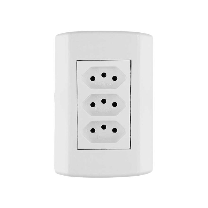 PLUZIE LINHA PLUZI BRANCA FÁCIL 3 TOMADAS 2P+T 20A | Almeida Distribuidor